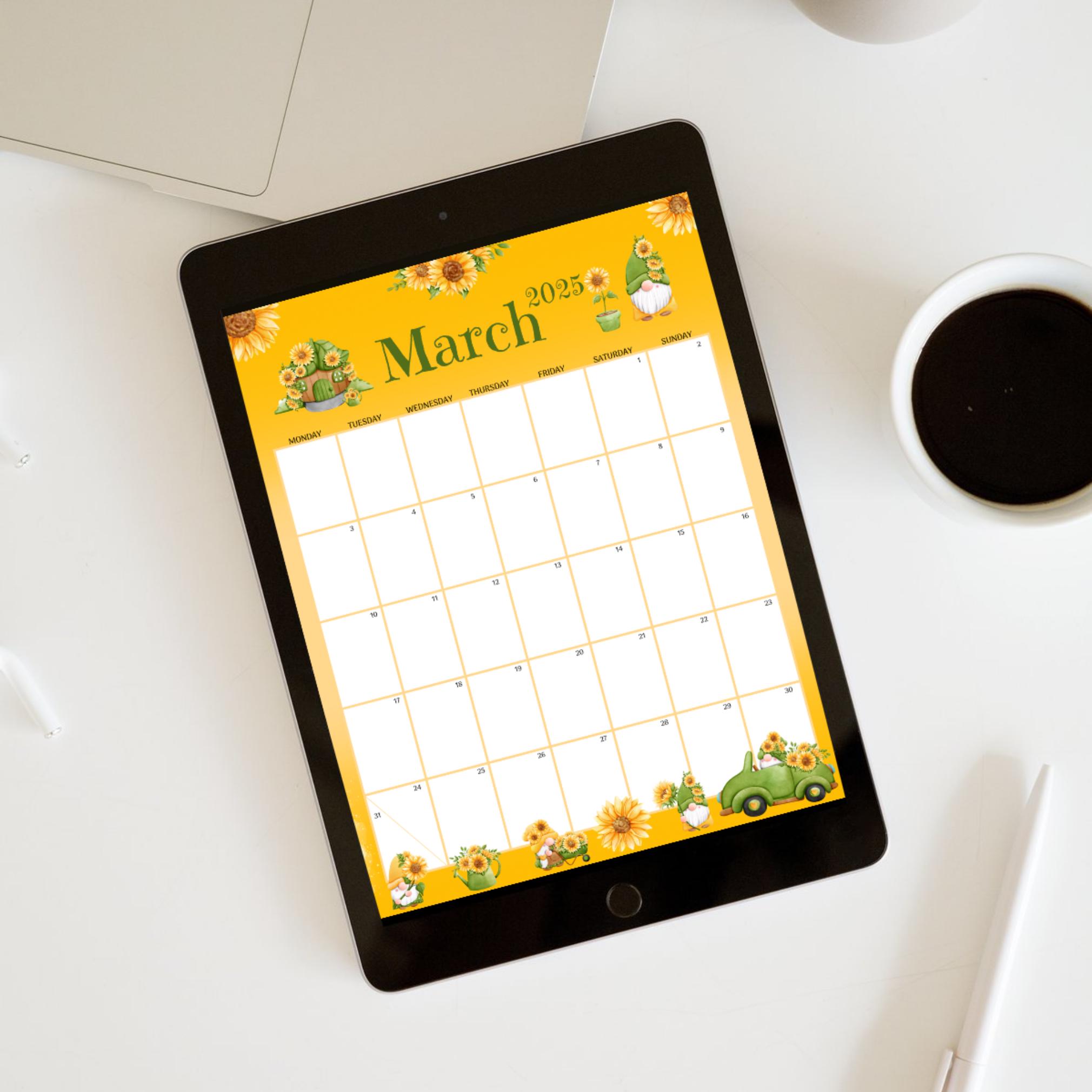 EDITABLE March 2025 Calendar, College Planner, Fillable Calendar, Cute ...