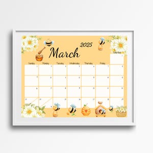 Editable 2025 March Calendar, Printable Monthly Kids School Schedule ...