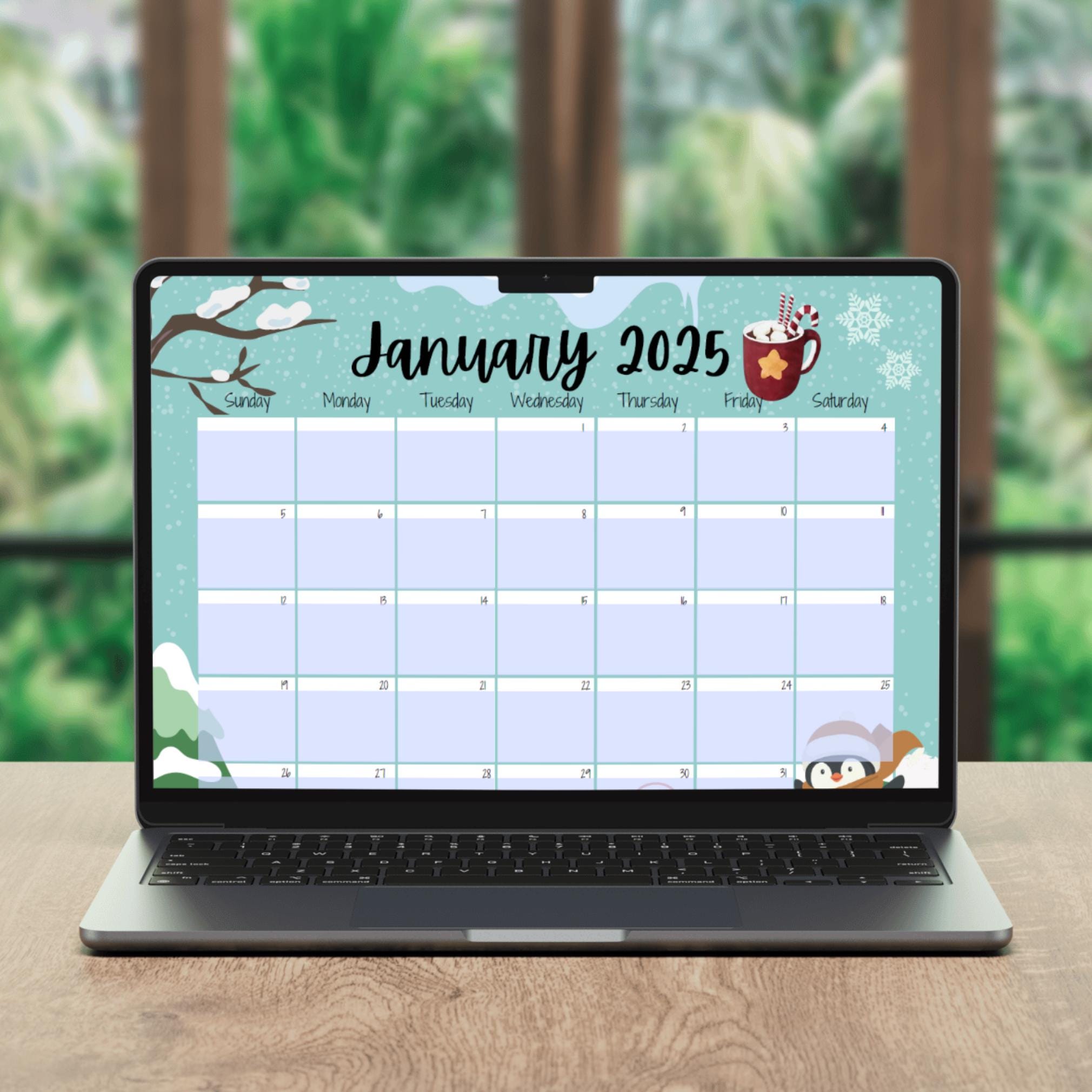 EDITABLE January 2025 Calendar, Monthly Schedule for Kids, Beautiful ...