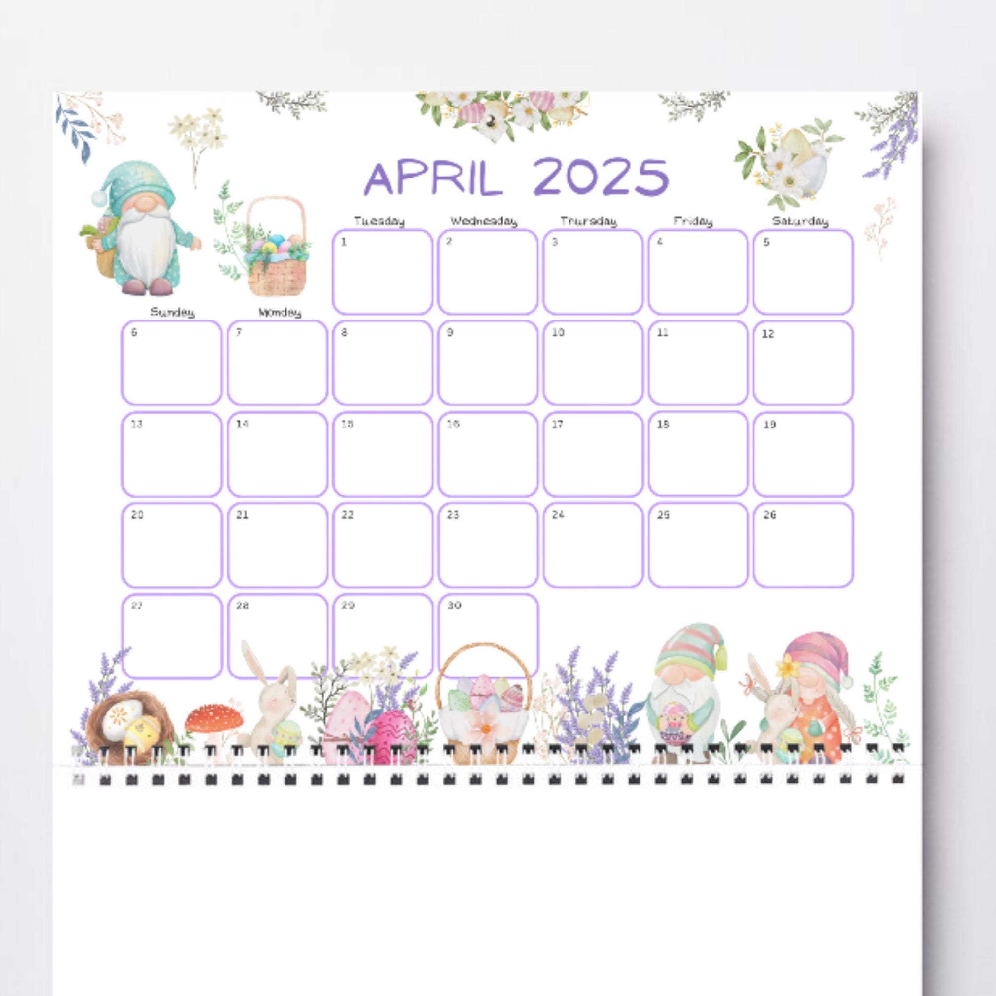 EDITABLE April 2025 Calendar, Printable Calendar, Happy Easter Day ...