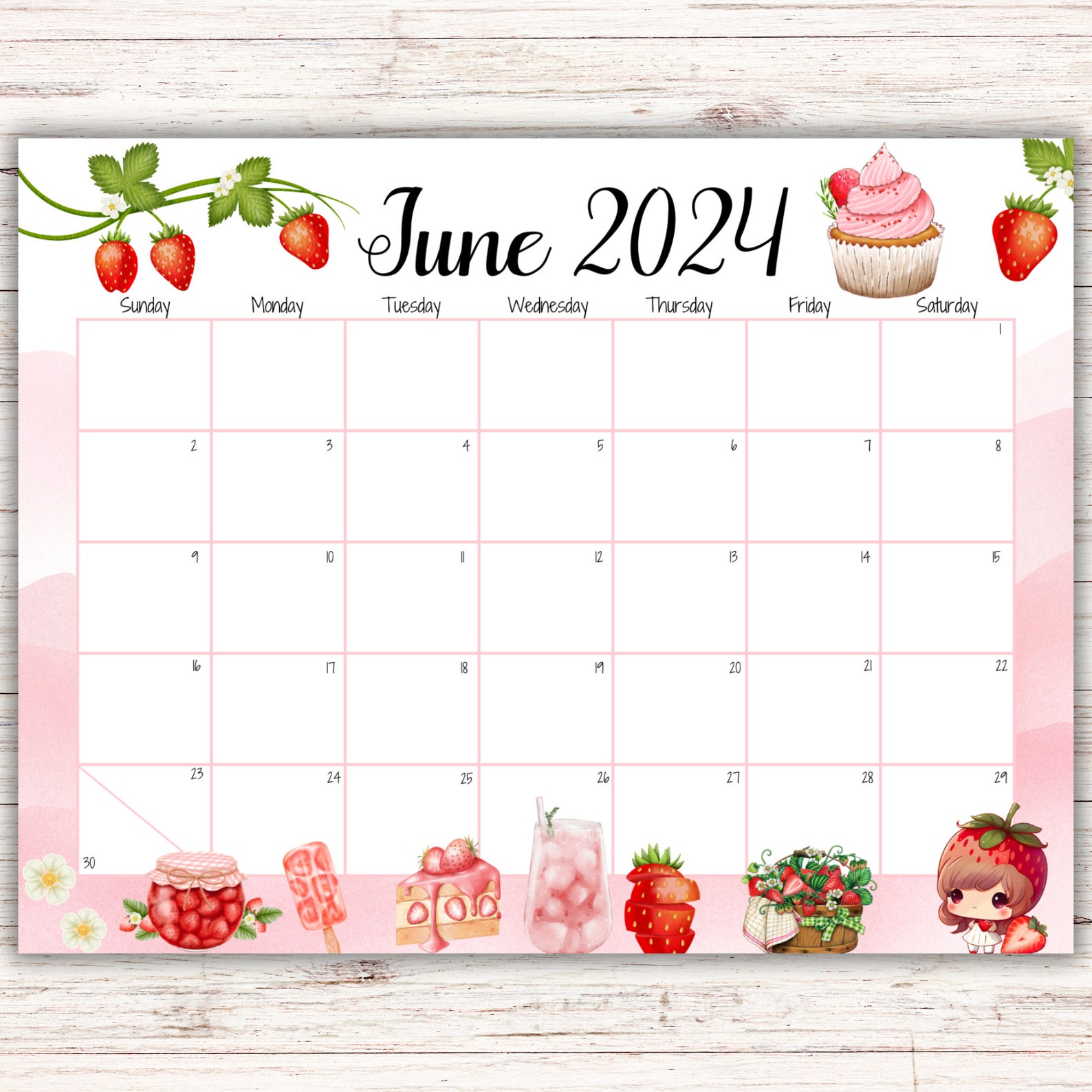 EDITABLE June 2024 Calendar, 2024 Summer Planner, Fillable June ...