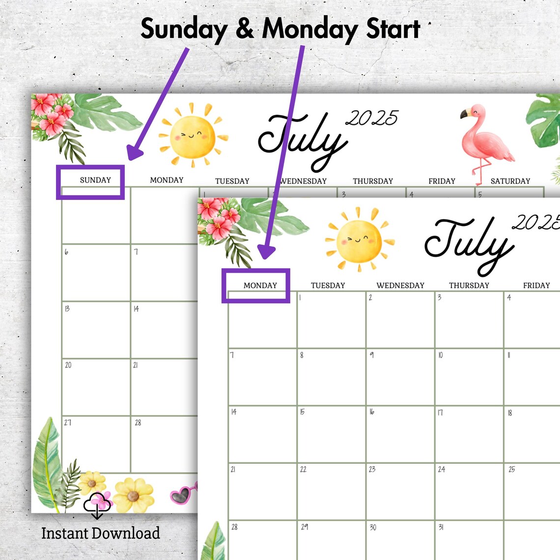EDITABLE July 2025 Calendar, Beautiful Colorful Summer, Monthly Planner ...