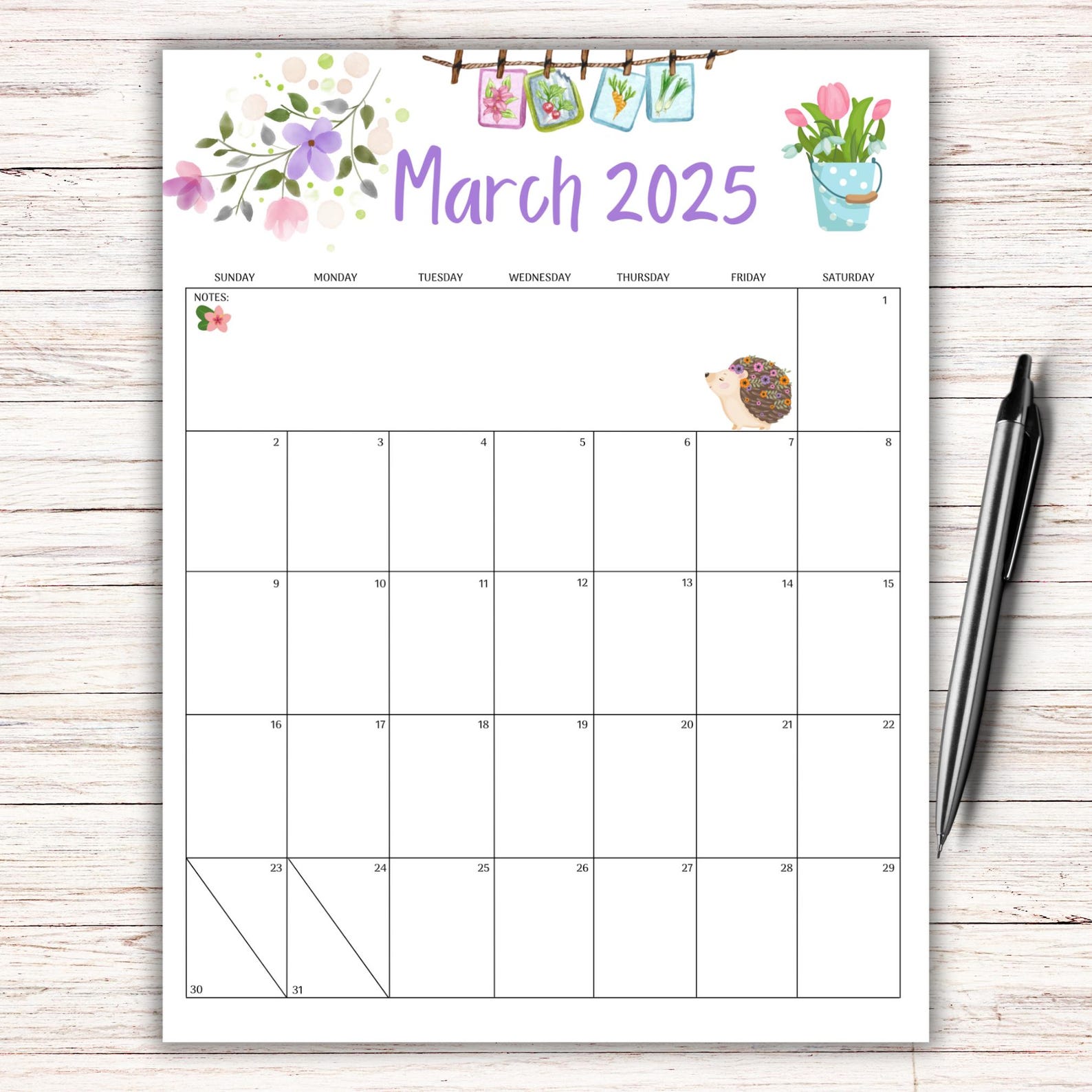 Editable March 2025 Calendar, March 2025 Printable, Fillable Calendar ...