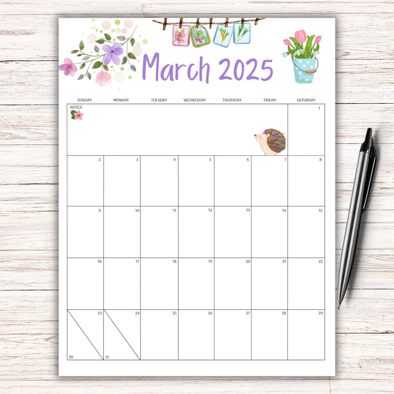 Editable March 2025 Calendar, March 2025 Printable, Fillable Calendar ...