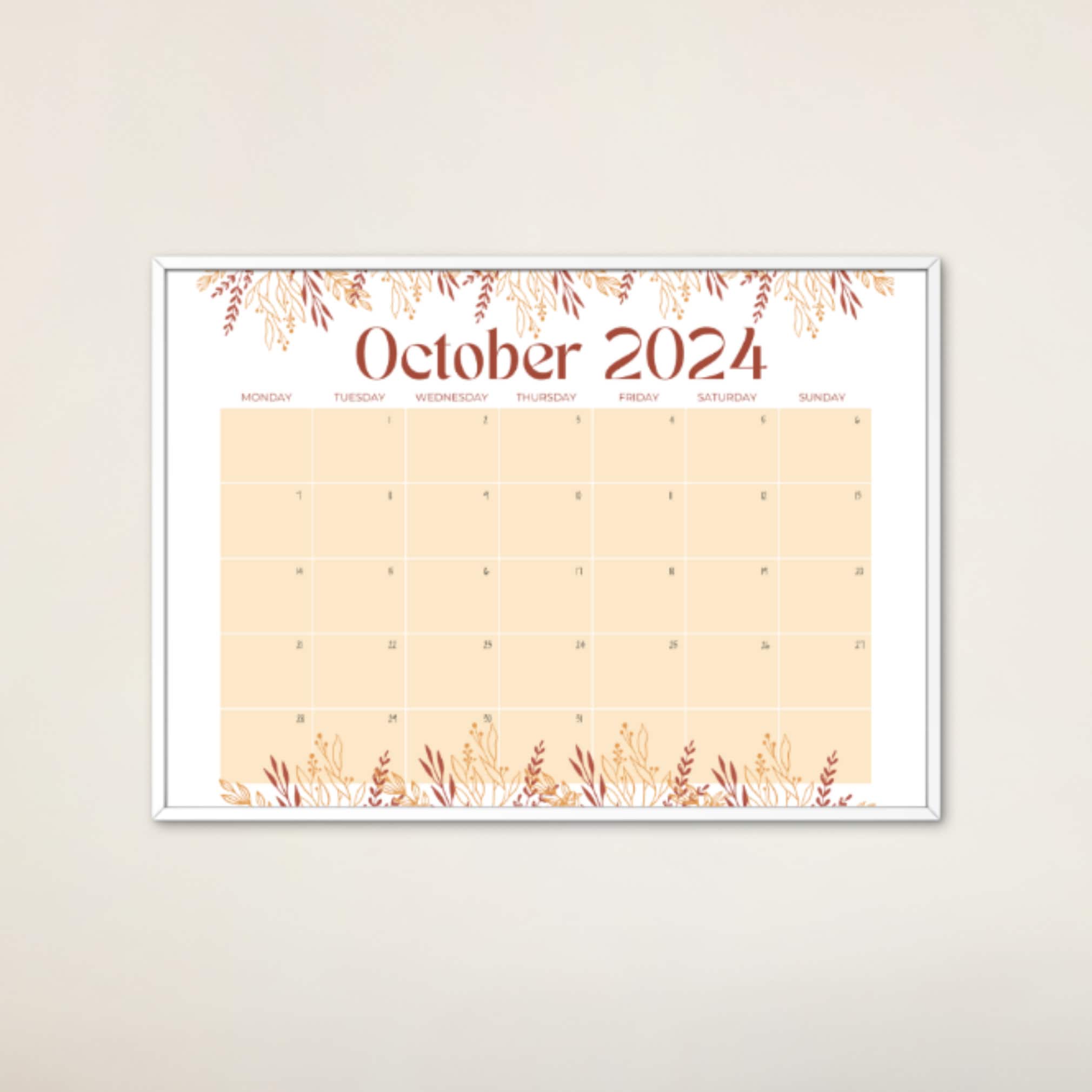 EDITABLE October 2024 Calendar, Academic Calendar, Beautiful Fall ...
