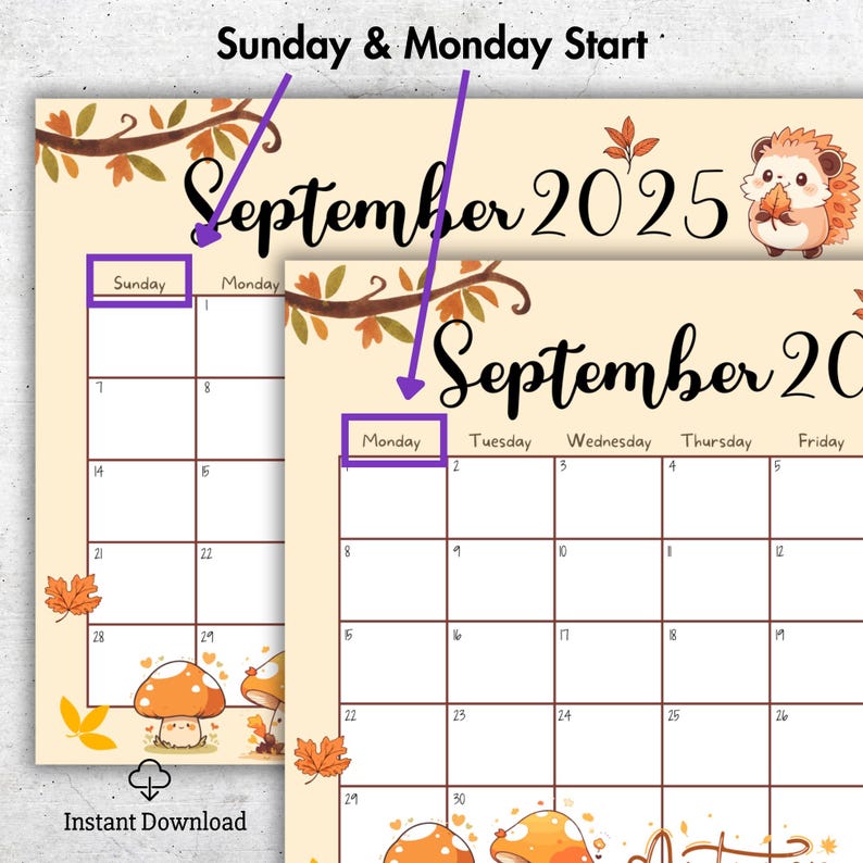 EDITABLE September 2025 Calendar, Autumn Colors, Printable, Fillable ...