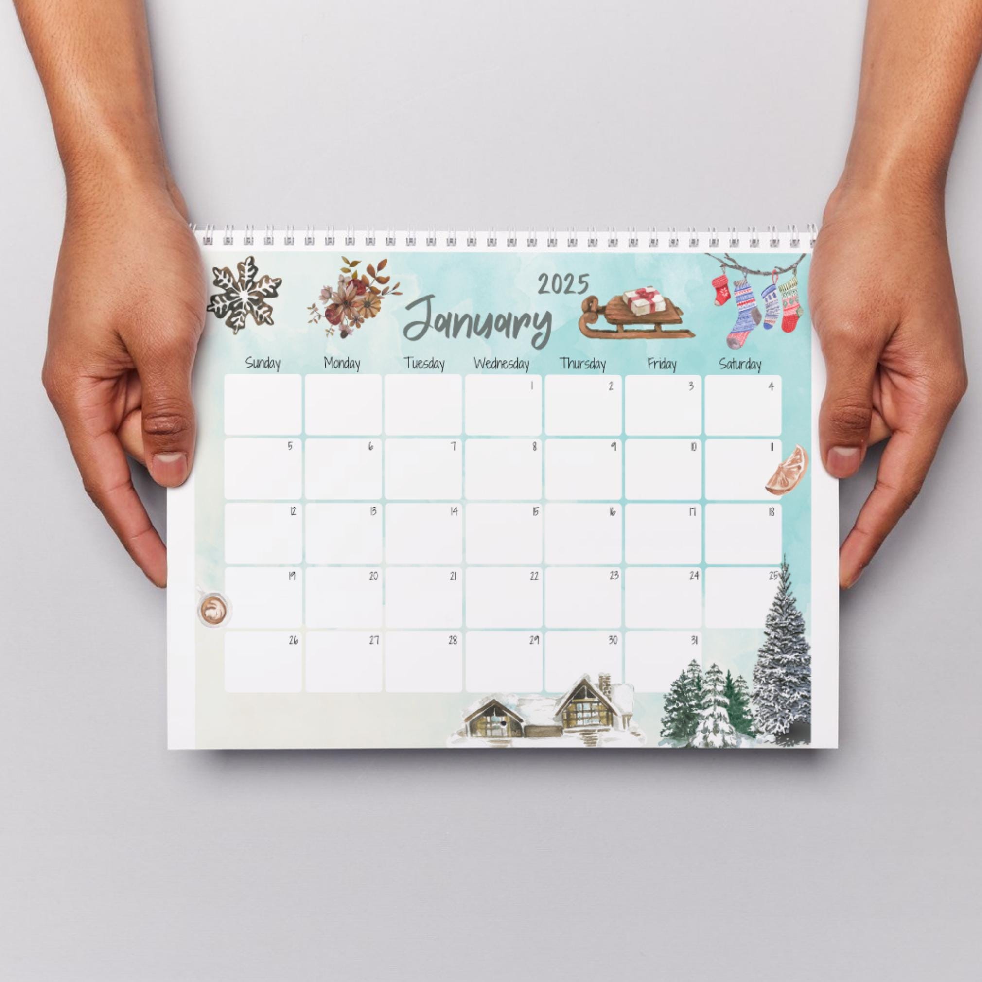 EDITABLE January 2025 Calendar, Beautiful Winter, Printable January ...