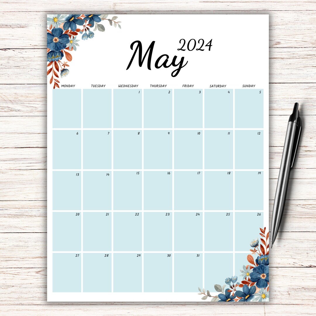Buy Editable 2024 May Planner, Printable May Calendar, Minimalist May ...