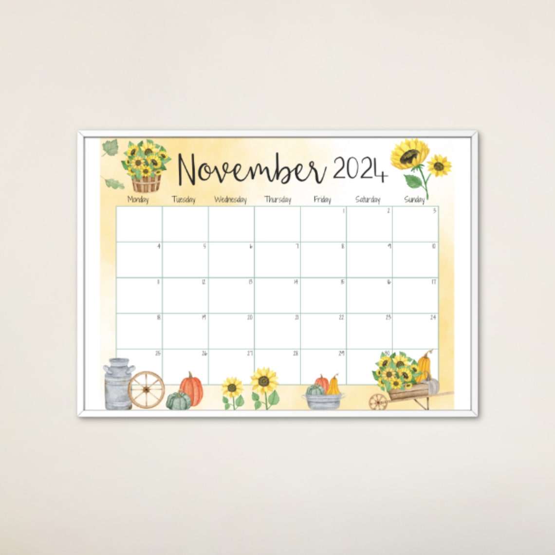 EDITABLE November 2024 Calendar, Printable Planner, Fillable Calendar ...