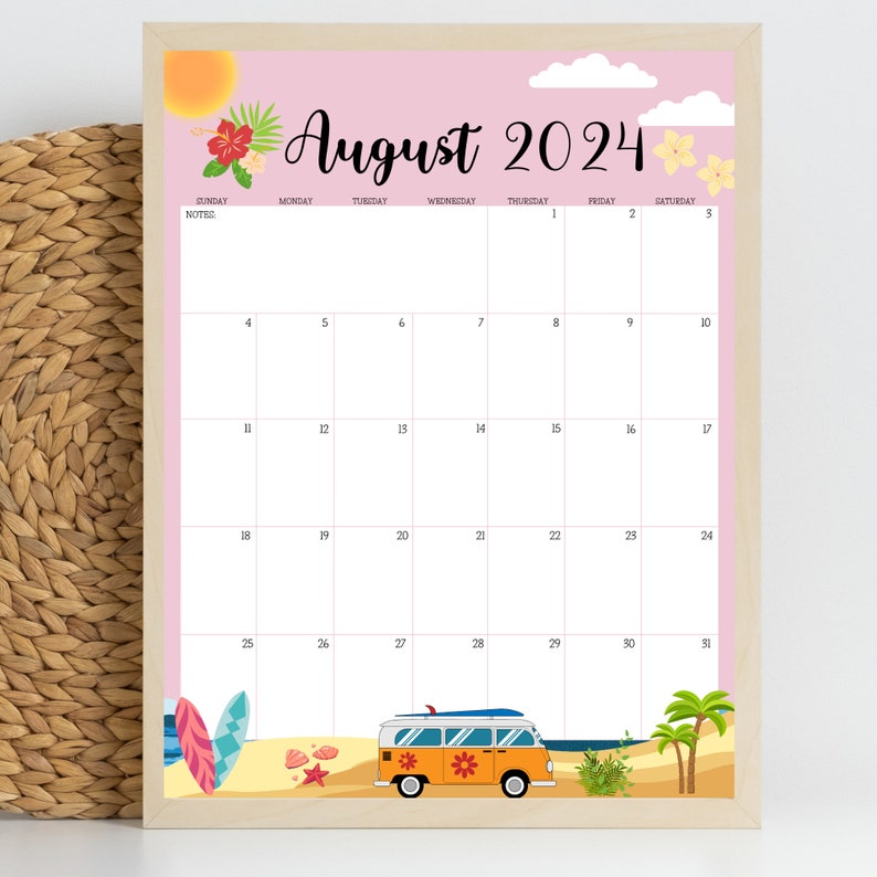 EDITABLE August 2024 Calendar, Printable Vacation Planner, Wonderful ...