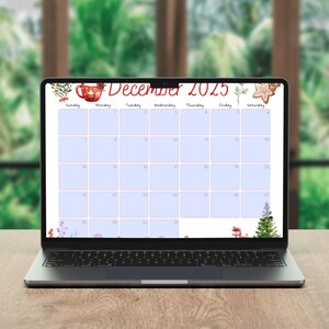 December 2025 Printable Calendar, Christmas Themed Monthly Planner ...