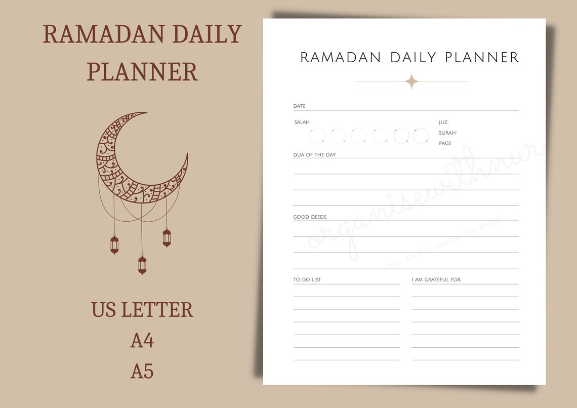 Printable Muslim Planner, Daily Salah Planner, Dua Journal, Quran ...