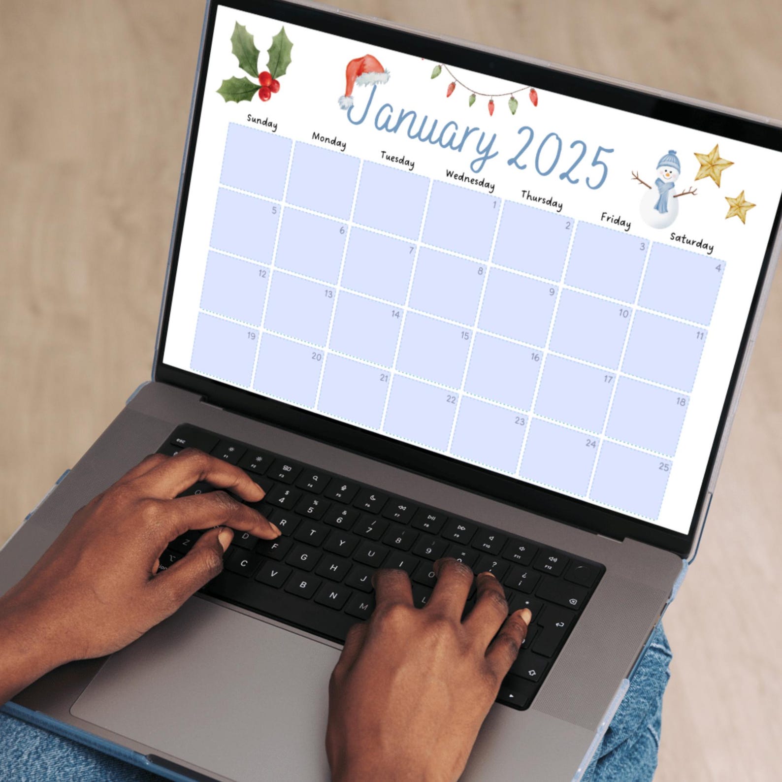 EDITABLE January 2025 Calendar, Beautiful Winter, Happy Snowman, New ...