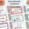 Printable Kids Reward Coupons, Editable Reward Coupons, Pre-filled ...