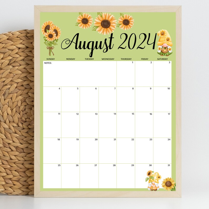 EDITABLE August 2024 Calendar, Fillable August Calendar, 2024 August ...