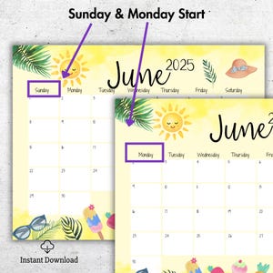 EDITABLE June 2025 Calendar, Beautiful Summer, Delicious Ice Creams ...