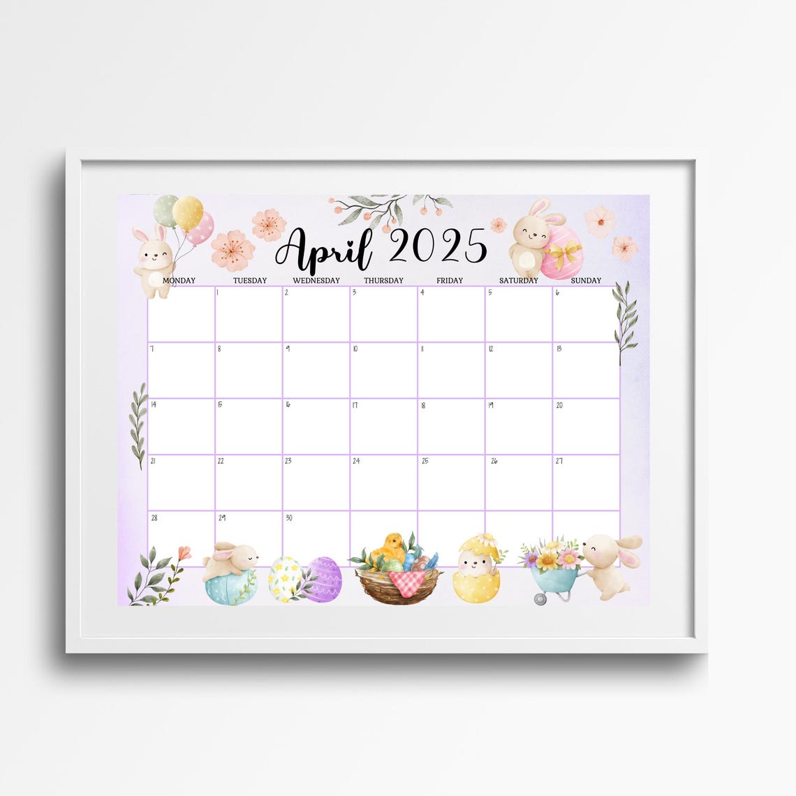 Calendrier d'avril 2025 MODIFIABLE, calendrier d'avril imprimable ...
