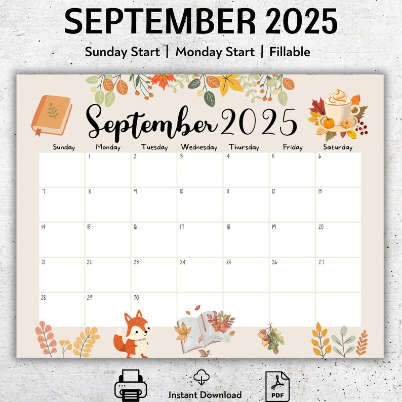 EDITABLE September 2025 Calendar, Printable September Planner ...