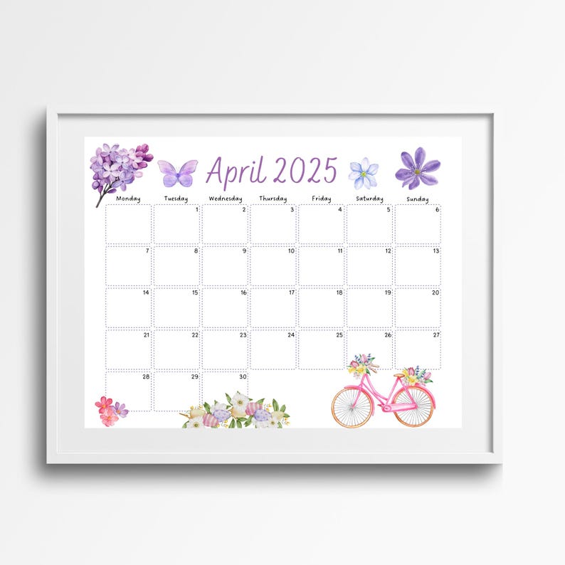 EDITABLE April 2025 Calendar, Beautiful Spring, Printable April ...