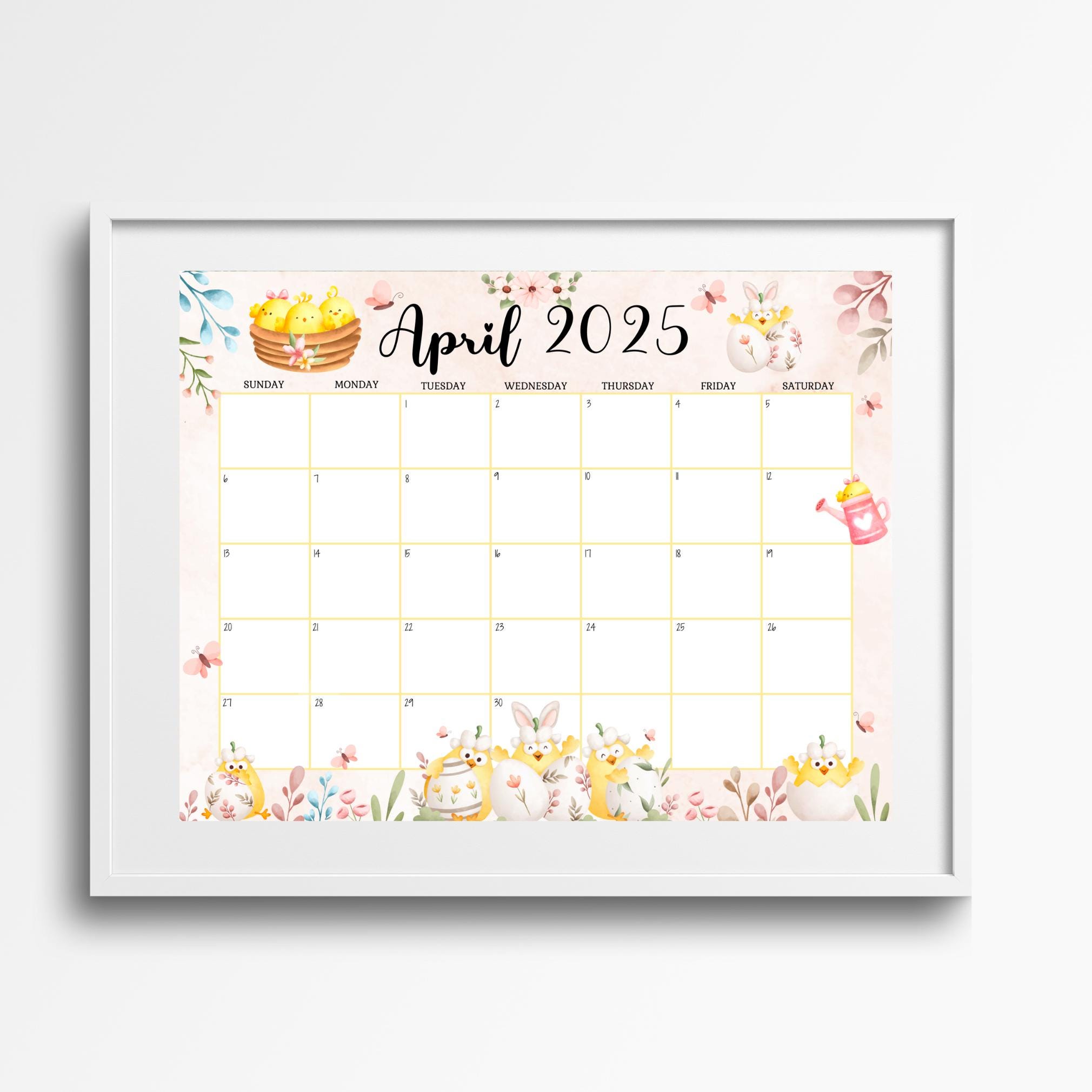 EDITABLE April 2025 Calendar, Printable April 2025 Calendar, Fillable ...