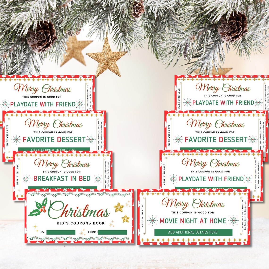 Personalized Kids Christmas Coupon Book, Editable Christmas Coupon ...