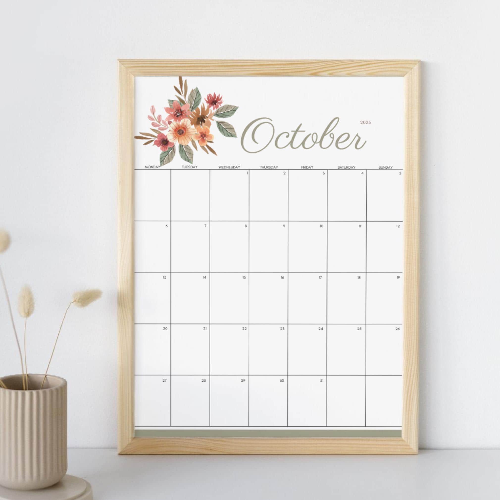 EDITABLE October 2025 Calendar, October Monthly Planner, Beautiful ...