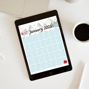 EDITABLE January 2025 Calendar, Printable New Year 2025 Planner, Snowy ...