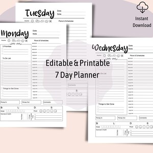7 Day Planner, Work Planner, Printable Weekly Planner, 365 Daily ...