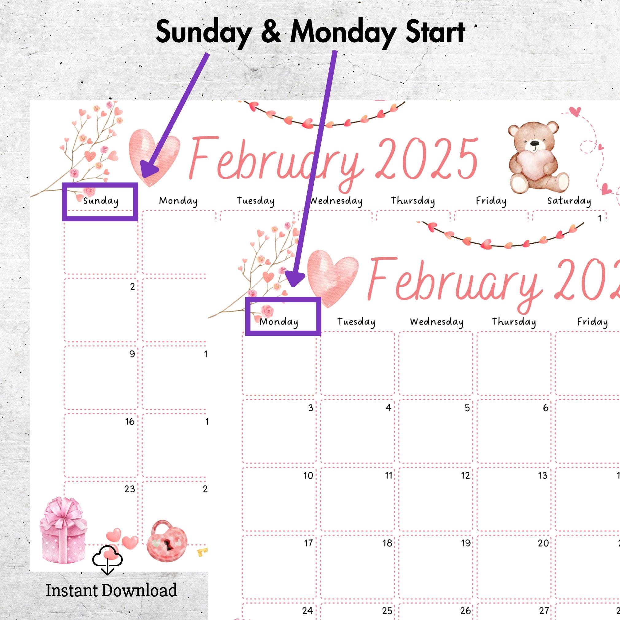 EDITABLE February 2025 Calendar, Valentine's Day, Homeschool Calendar ...