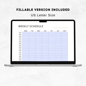 Half Hour Weekly Schedule, Printable Weekly Planner, Week at a Glance ...