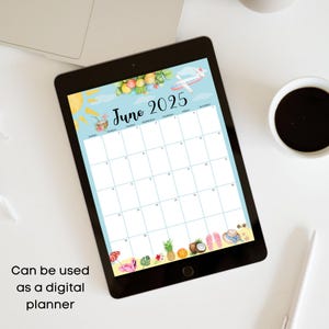 Tropical June 2025 Printable Calendar, US Letter Size, Fillable PDF ...