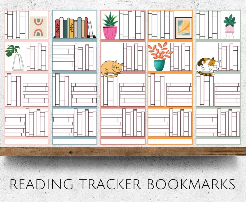 Book Tracker Bookmark, Printable Bookmarks, Bookshelf Bookmark ...