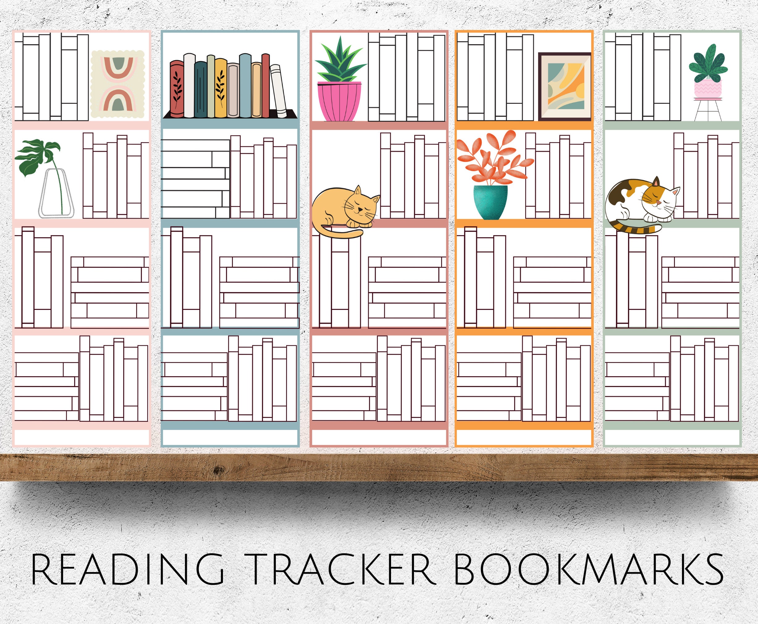 Book Tracker Bookmark, Printable Bookmarks, Bookshelf Bookmark ...