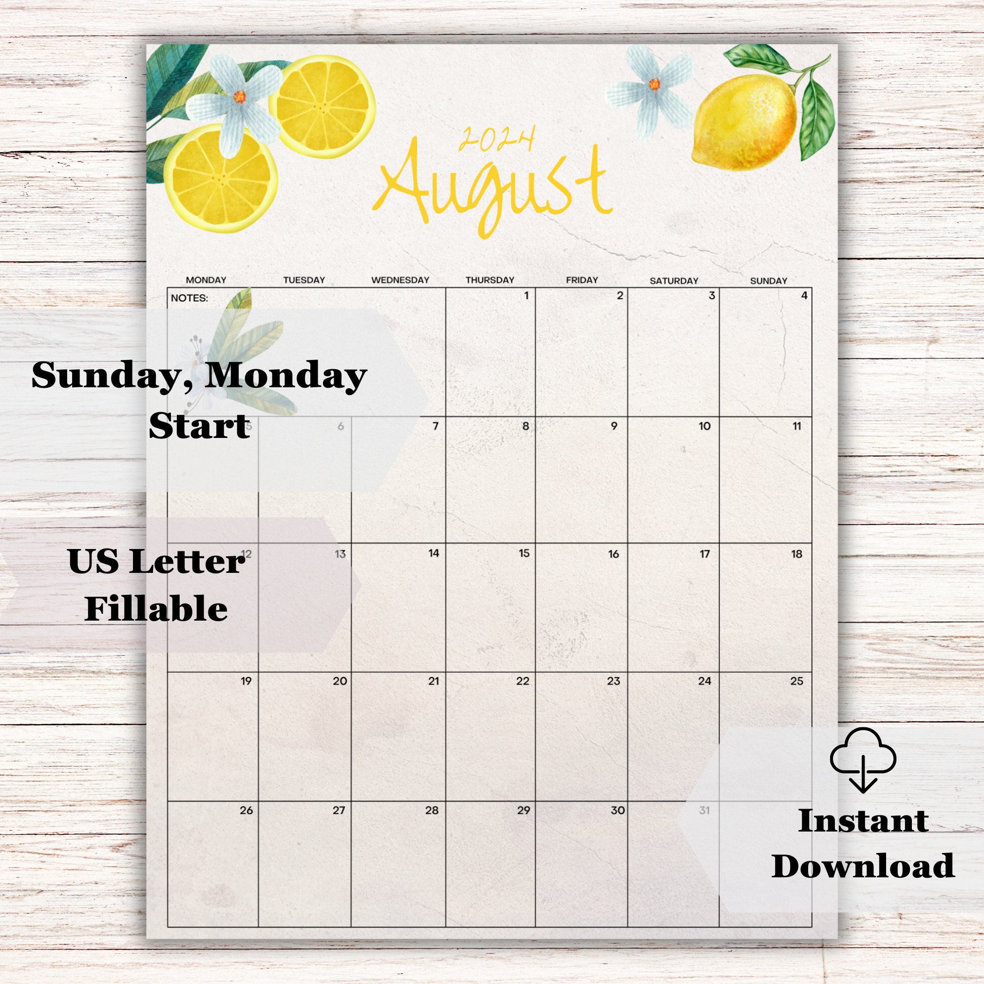 EDITABLE August 2024 Calendar, Printable Homeschool Planner, Simple ...