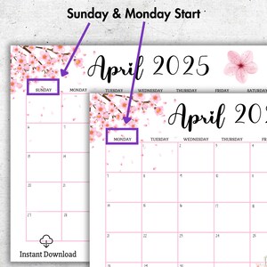 EDITABLE April 2025 Calendar, Printable April Planner, Fillable ...