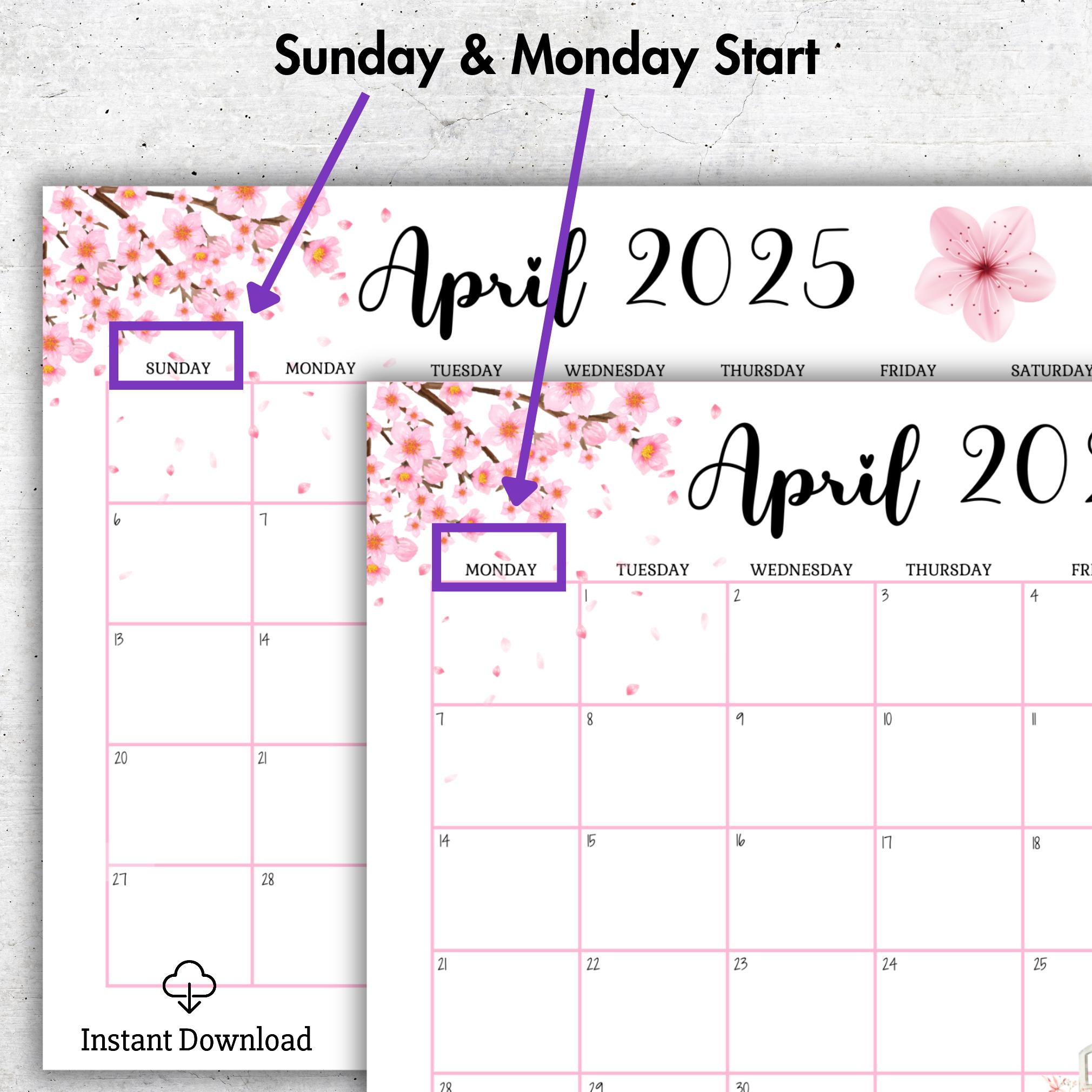 EDITABLE April 2025 Calendar, Printable April Planner, Fillable ...