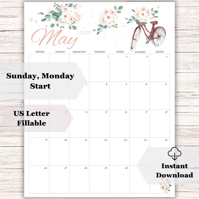 Editable 2025 May Planner, Printable May Calendar, Academic Calendar ...