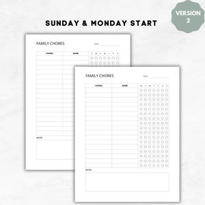 Weekly Family Chores, Printable House Responsibilities, Tasks for ...
