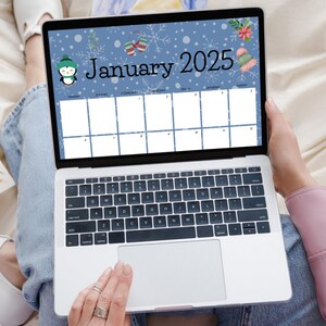 EDITABLE January 2025 Calendar, Beautiful Winter, Snowmen and Penguins ...