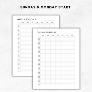 Half Hour Weekly Schedule, Printable Weekly Planner, Week at a Glance ...