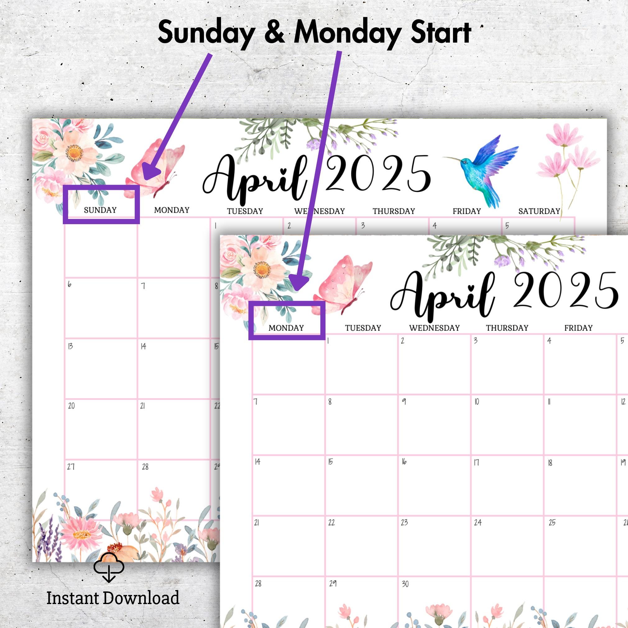 EDITABLE April 2025 Calendar, Printable April Planner, Fillable ...