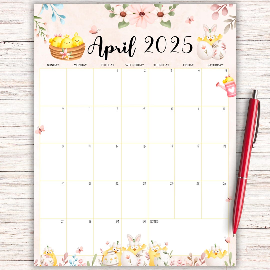 EDITABLE April 2025 Calendar, Printable, Fillable April Calendar, Happy ...