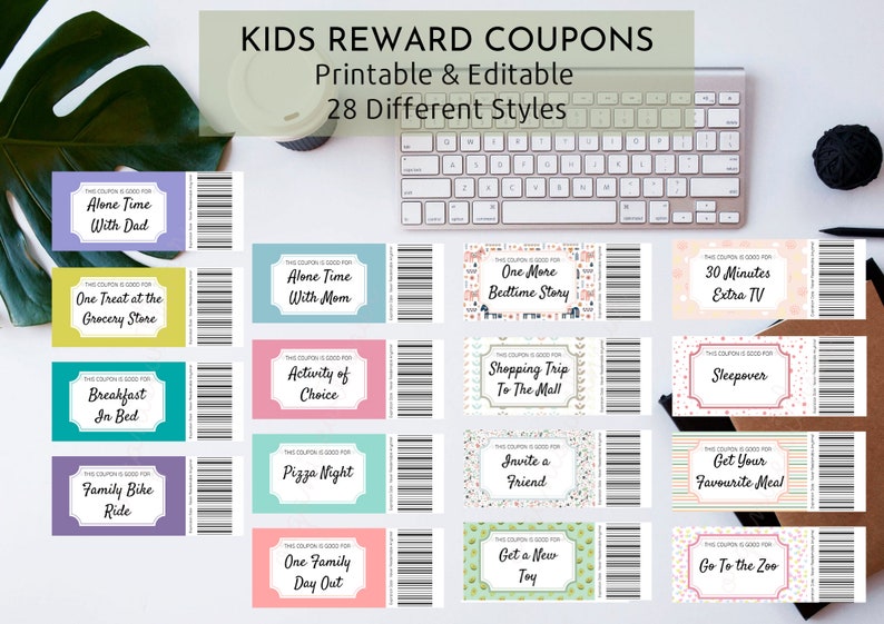Printable Kids Reward Coupons Editable Reward Coupons - Etsy