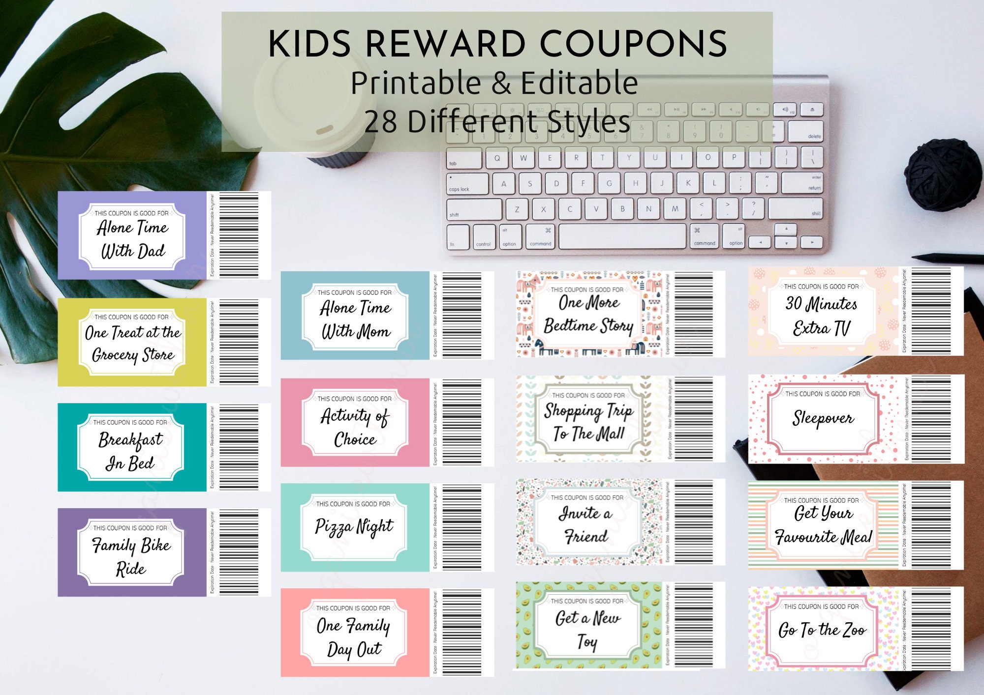 Printable Kids Reward Coupons Editable Reward Coupons - Etsy