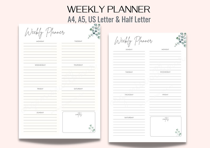 Printable Weekly Organizer Minimalist Work Planner Simple - Etsy