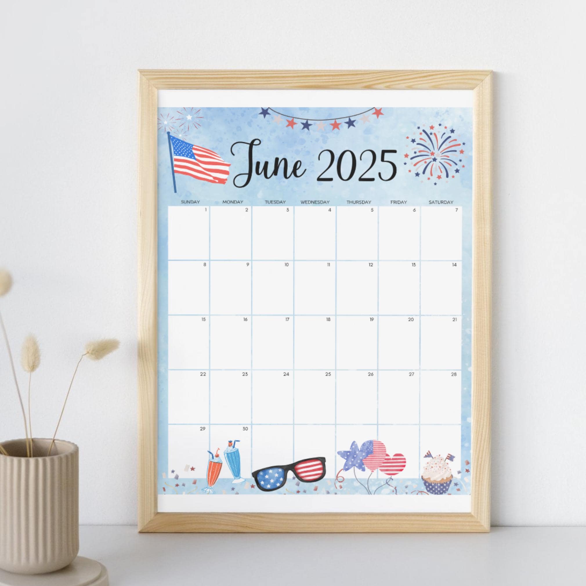 EDITABLE June 2025 Calendar, Long Live America, 2025 Summer Calendar ...