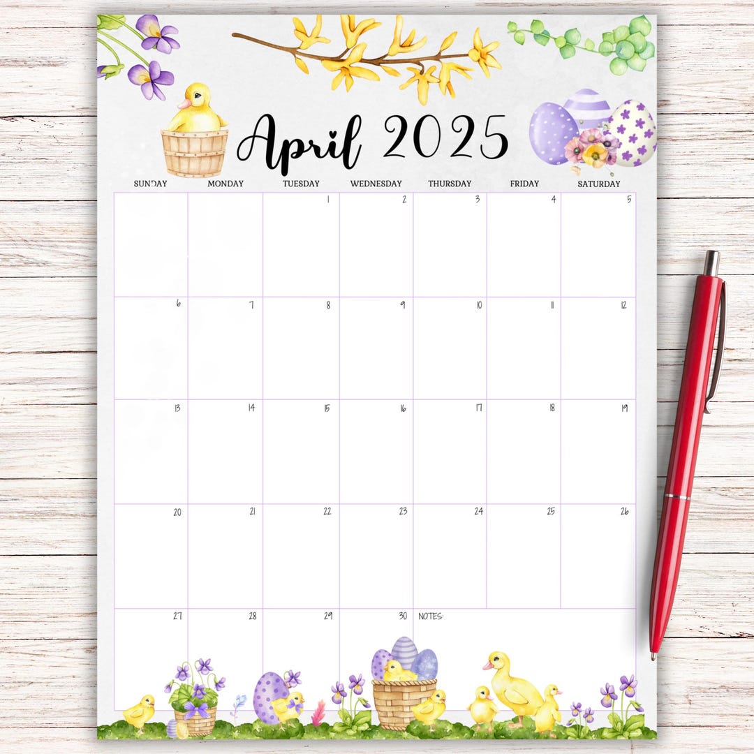 EDITABLE April 2025 Calendar, Printable, Fillable April Calendar, Happy ...