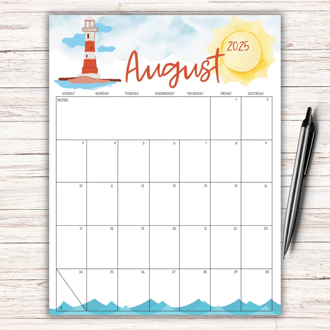 EDITABLE August 2025 Calendar, Printable August Calendar, Digital ...