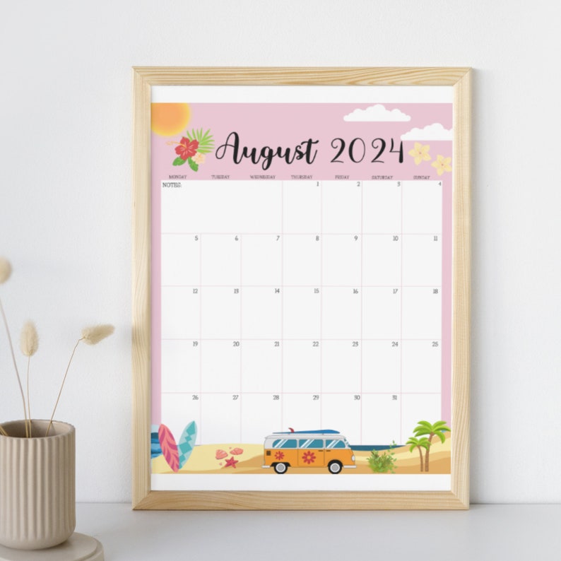 EDITABLE August 2024 Calendar, Printable Vacation Planner, Wonderful ...