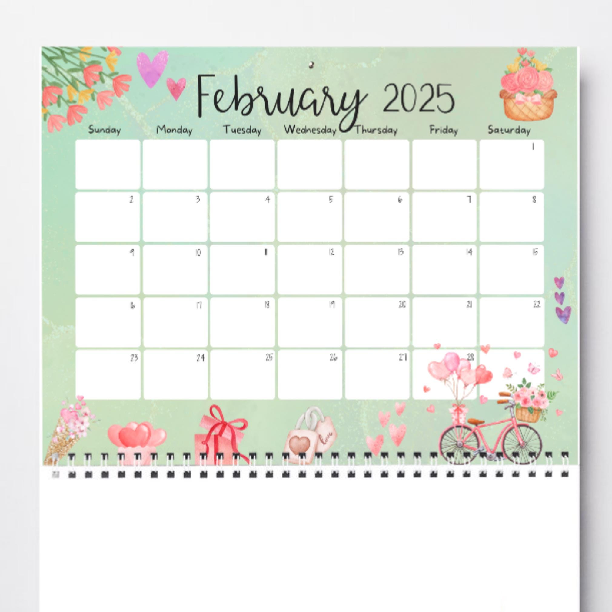EDITABLE February 2025 Calendar, Valentine’s Day, Winter Calendar ...